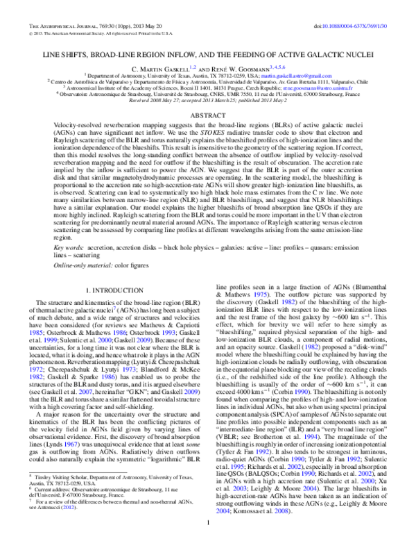 Pdf Line Shifts Broad Line Region Inflow And The Feeding Of Agns