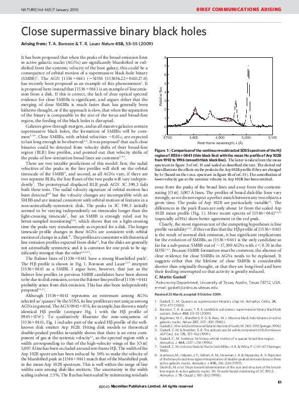 (PDF) Close supermassive binary black holes