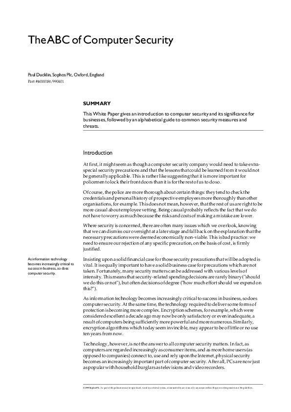 (PDF) The Abc of computer security