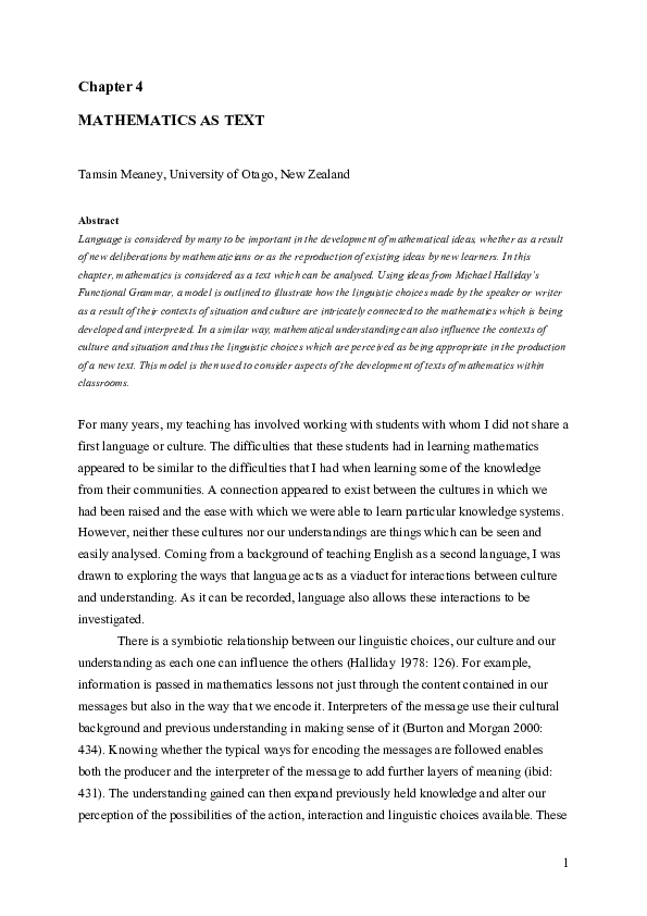 (PDF) Mathematics as text