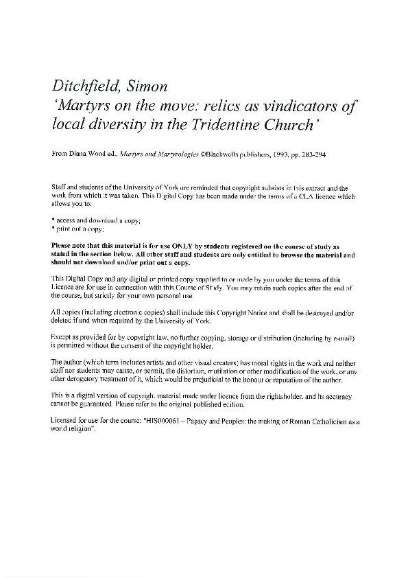 (PDF) Martyrs on the move: relics as vindicators of local diversity in ...