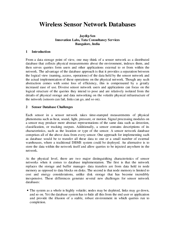 (PDF) Wireless Sensor Network Databases