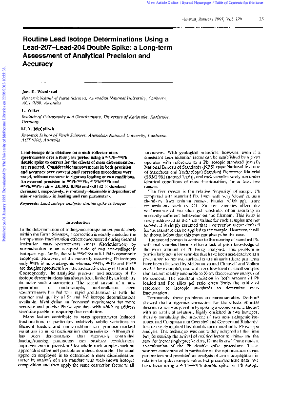 (PDF) Routine lead isotope determinations using a lead-207 lead-204 ...