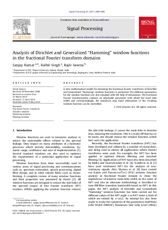 fourier transform of rectangular window function
