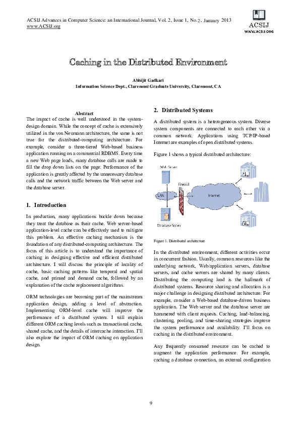 (PDF) 2. Caching In The Distributed Environment