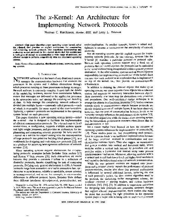 (PDF) 2. The x-Kernel An Architecture for Implementing Network Protocols