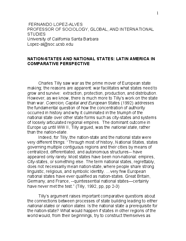 (PDF) Nation States and National States: Latin America in Comparative ...