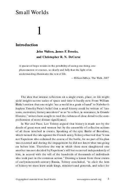 (PDF) Small Worlds: Method, Meaning, and Narrative in Microhistory