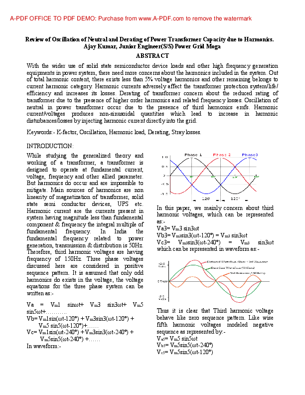 (PDF) Oscillation of neutral and derating of Power Transformer due to ...