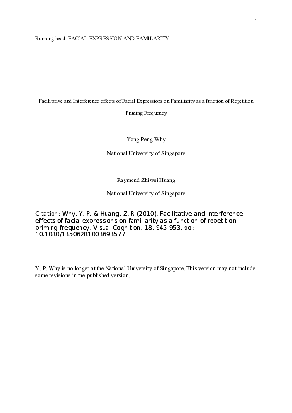 (DOC) Facilitative and interference effects of facial expressions on ...
