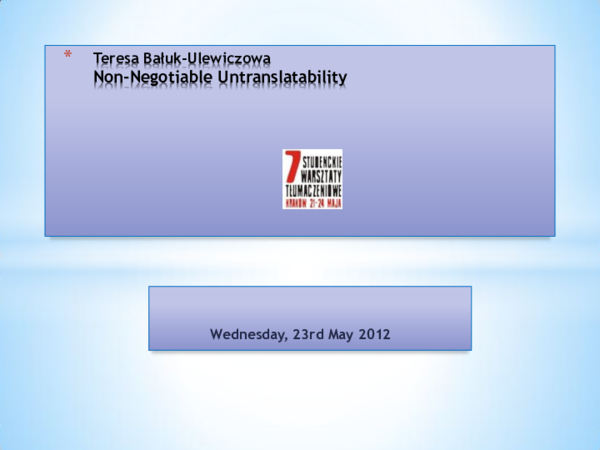 (PPT) Non-Negotiable Untranslatability - slides