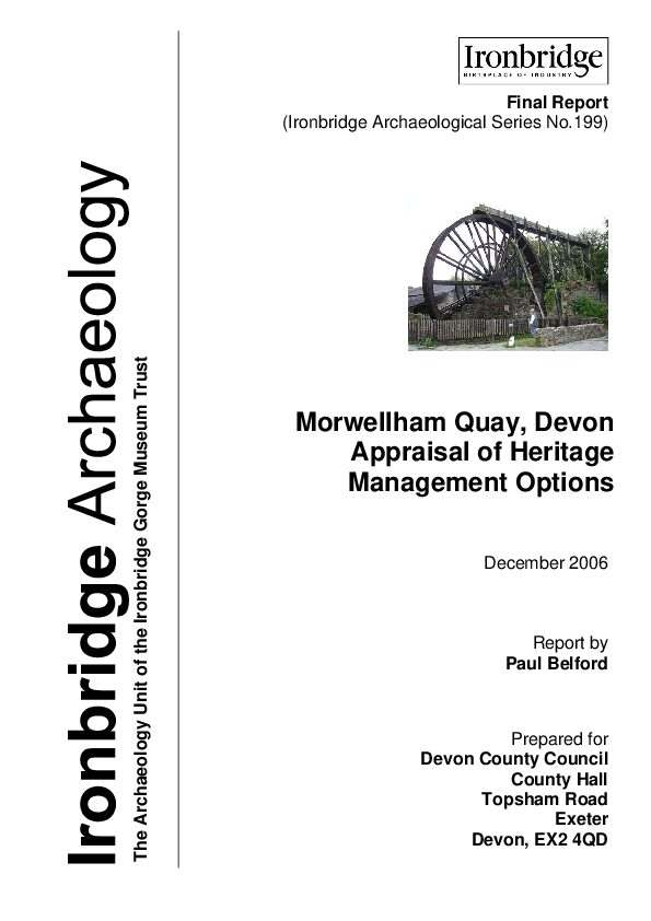 (PDF) Morwellham Quay, Devon: Appraisal of Heritage Management Options