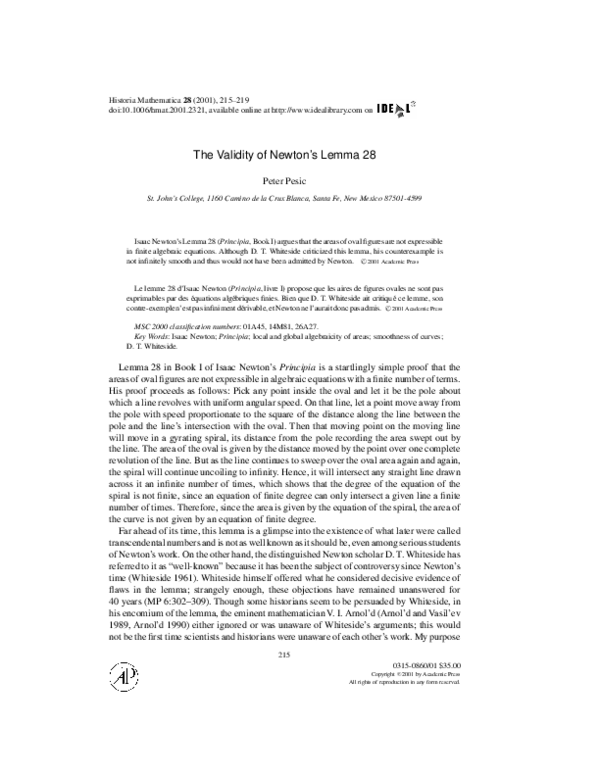 Pdf The Validity Of Newtons Lemma 28