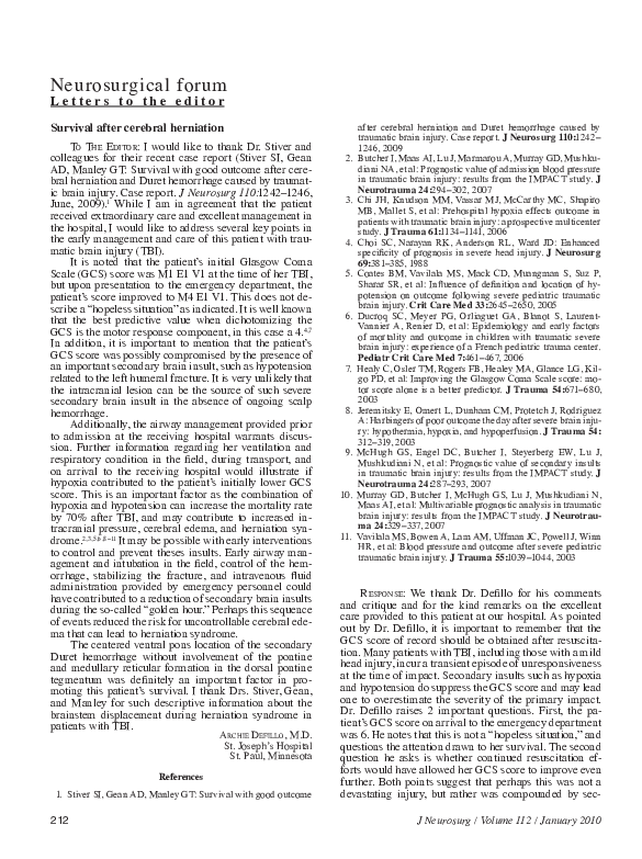 (PDF) Traumatic brain injury: classification of initial severity and ...