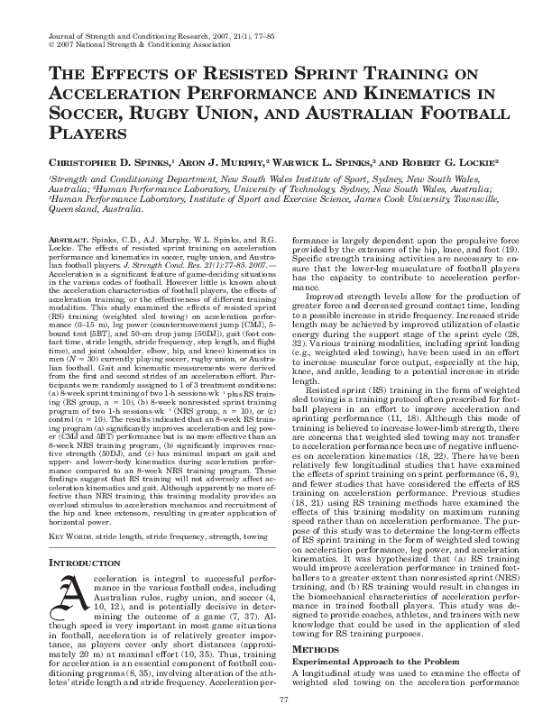 The effects of resisted sprint training on acceleration performance and ...