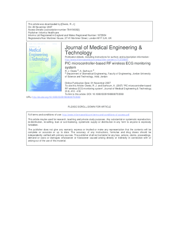 (PDF) PIC microcontroller-based RF wireless ECG monitoring system