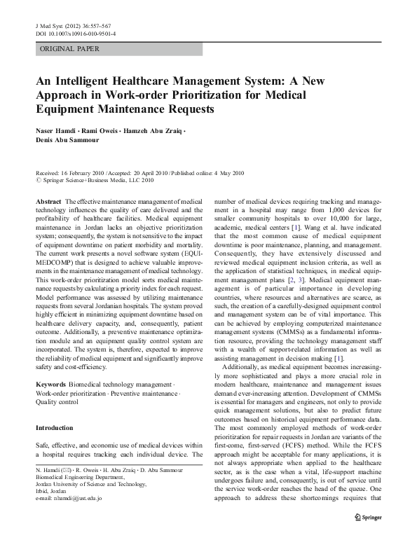 (PDF) An Intelligent Healthcare Management System: A New Approach In ...