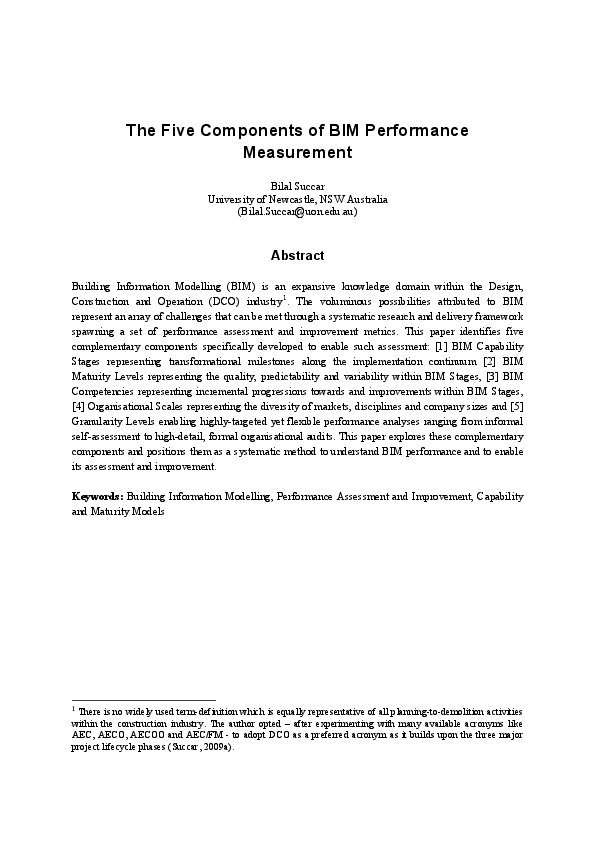 (PDF) The Five Components of BIM Performance Measurement