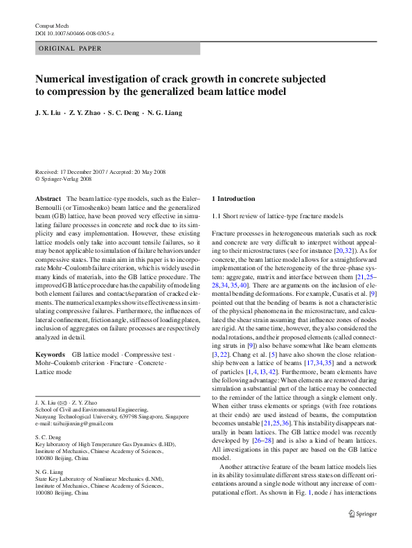 Numerical investigation of crack growth in concrete