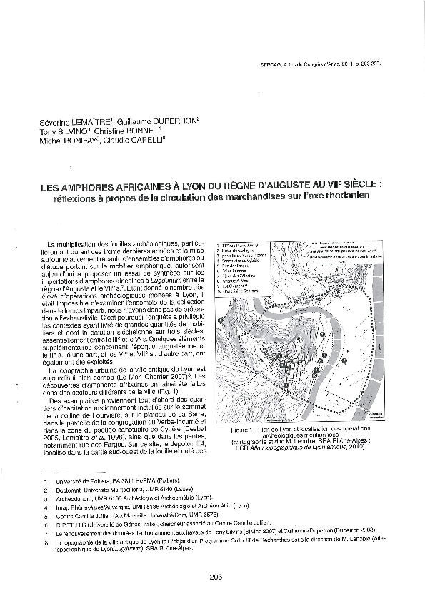 (PDF) Les amphores africaines à Lyon du règne d'Auguste au VIIe siècle