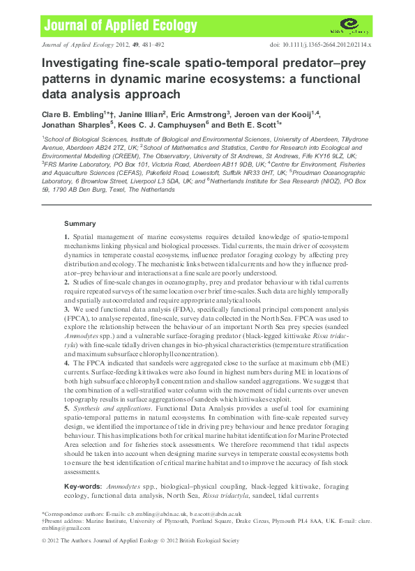 (PDF) Investigating fine-scale spatio-temporal predator-prey patterns in dynamic marine ...