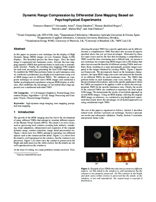 (PDF) Dynamic Range Compression by Differential Zone Mapping Based on Psychophysical Experiments
