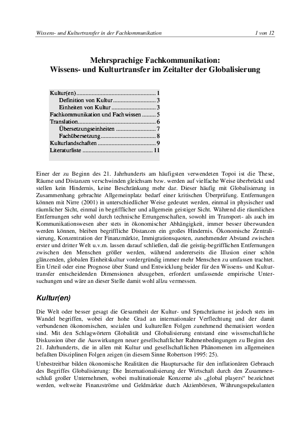 (PDF) Mehrsprachige Fachkommunikation: Wissens- und Kulturtransfer im ...