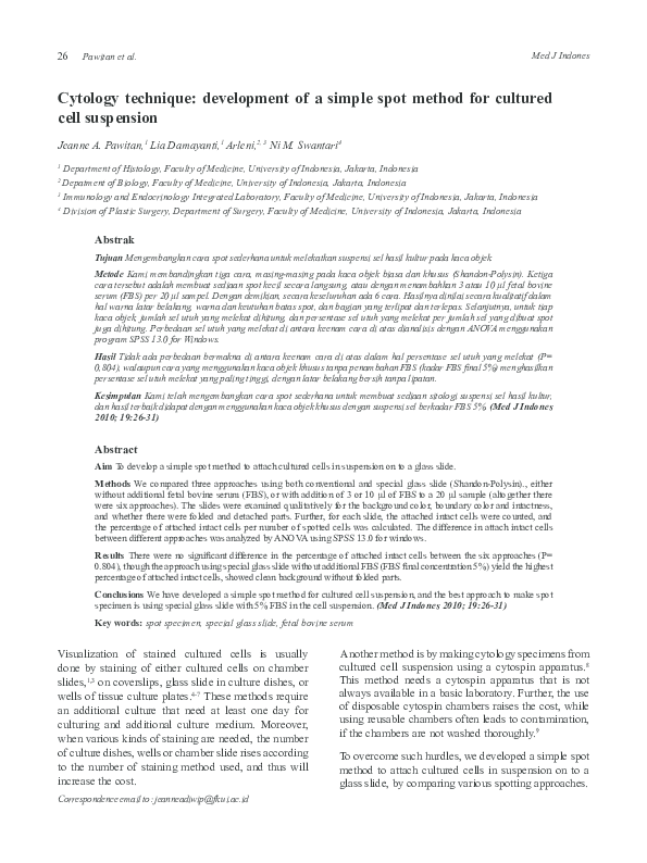 (PDF) 1 - Cytology technique development of a simple spot method for ...