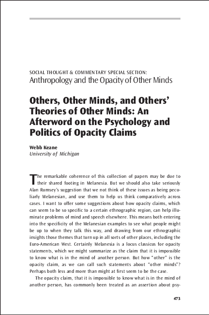 (PDF) Others, Other Minds, and Others' Theories of Other Minds