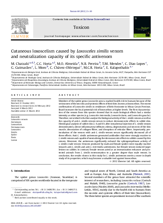 (PDF) Cutaneous loxoscelism caused byLoxosceles similisvenom and ...