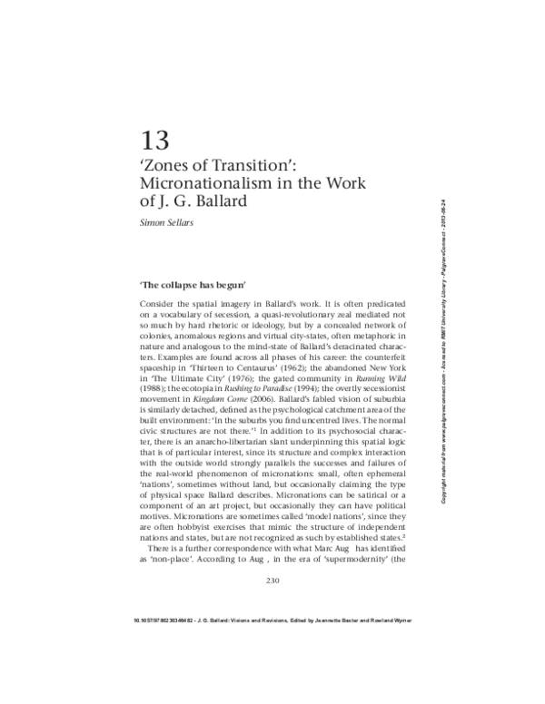 (PDF) ‘Zones of Transition’: Micronationalism in the work of J.G. Ballard