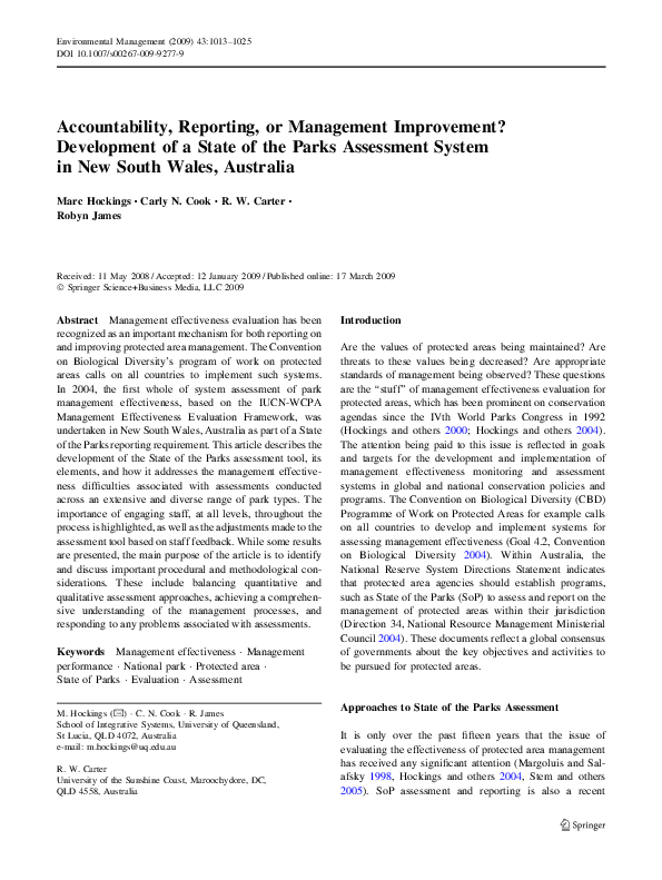 (PDF) Accountability, Reporting, or Management Improvement? Development ...