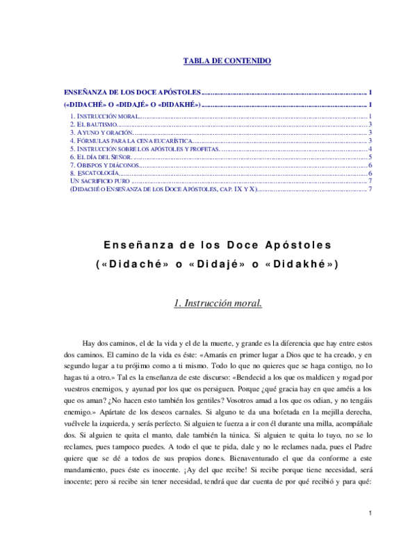 (PDF) DIDAJÉ O DIDACHÉ ENSEÑANZA DE LOS APÓSTOLES