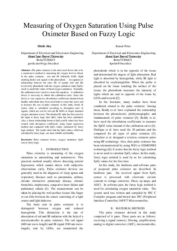 (PDF) Measuring of Oxygen Saturation