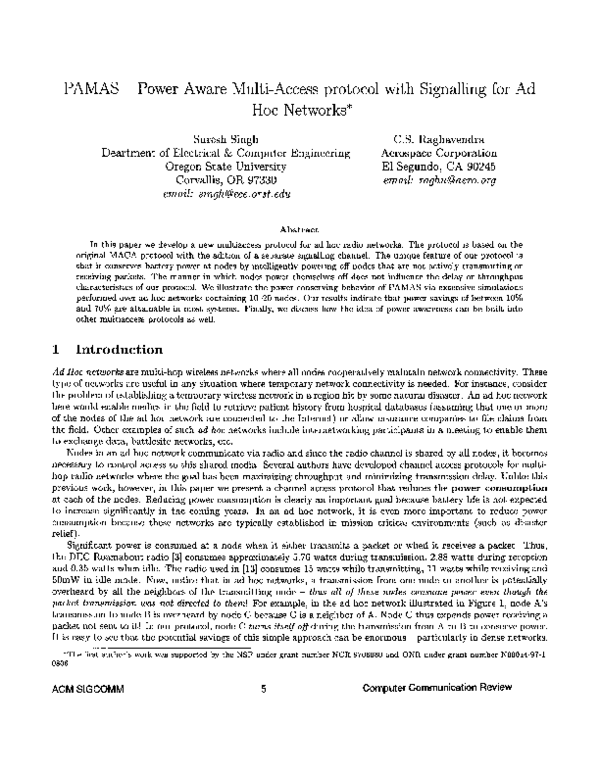 (PDF) PAMAS—power aware multi-access protocol with signalling for ad ...