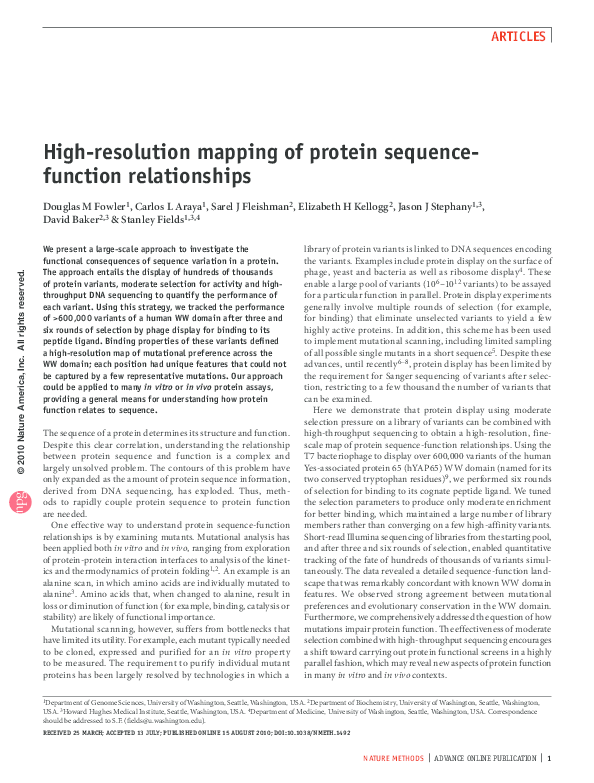 (PDF) High-resolution mapping of protein sequence-function relationships