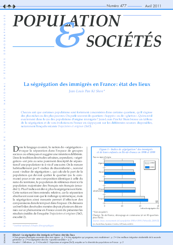La ségrégation des immigrés en France: état des lieux