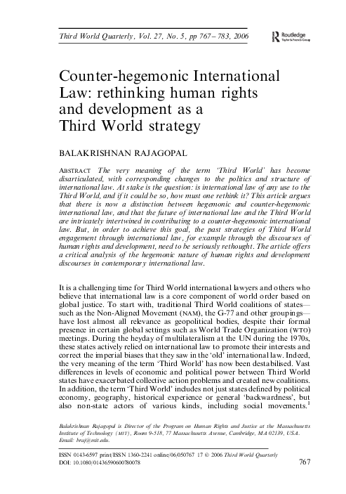 (PDF) Counter-hegemonic International law: Rethinking human rights and ...