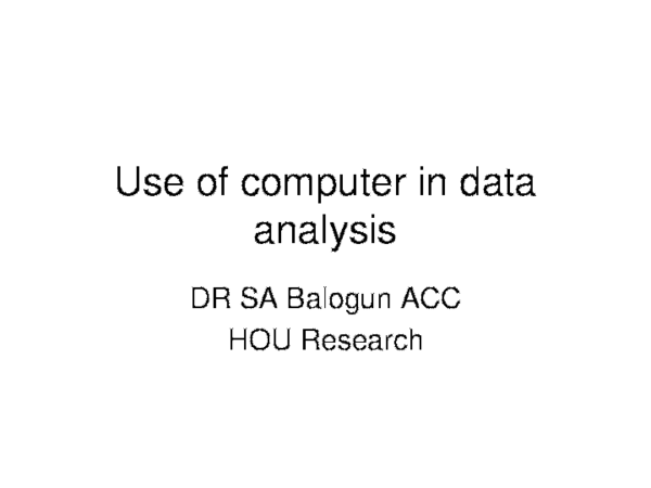 (PPT) Use of computer in data analysis