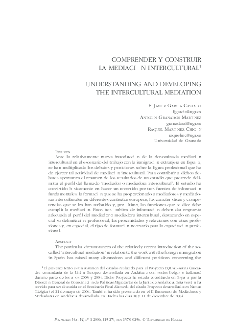 (PDF) Understanding and Developing the Intercultural Mediation (PDF) Understanding and Developing the Intercultural Mediation