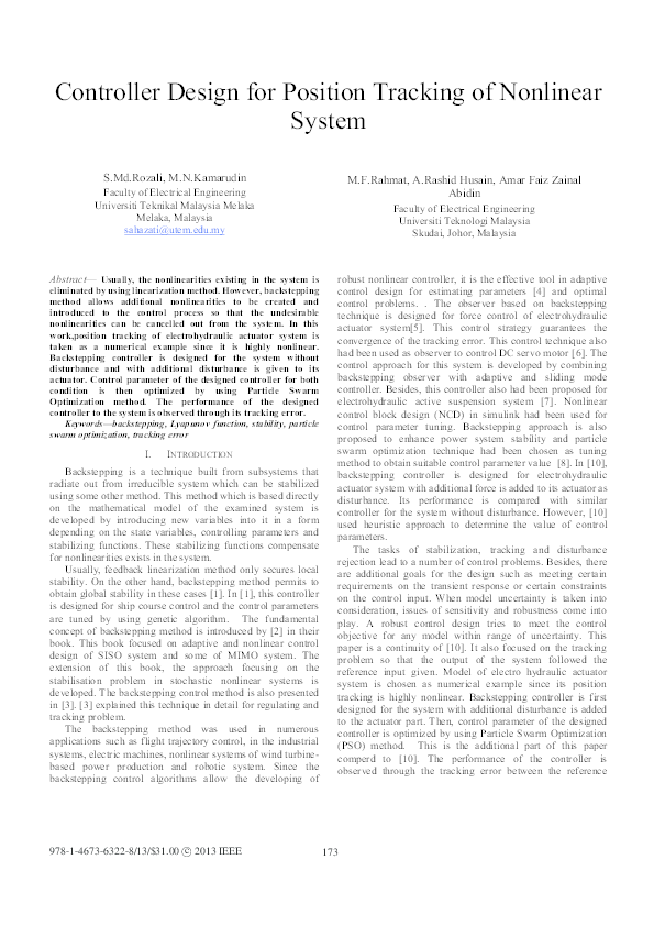 (PDF) Controller Design for Position Tracking of Nonlinear System