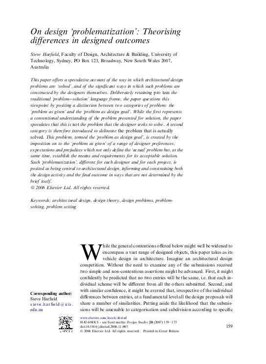 (PDF) On Design [] Problematization': Theorising Differences In ...