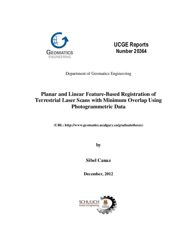 Pdf Planar And Linear Feature Based Registration Of Terrestrial Laser Scans With Minimium