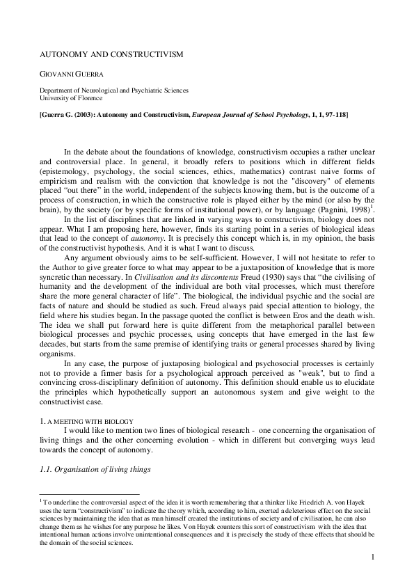 (PDF) Autonomy and constructivism