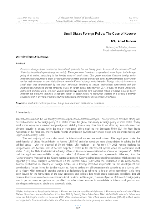 (PDF) Small_States_Foreign Policy_The_Case_of_Kosovo