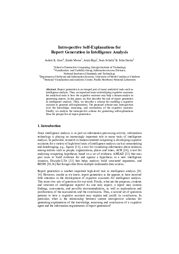 (PDF) Introspective Self-Explanations for Report Generation in ...