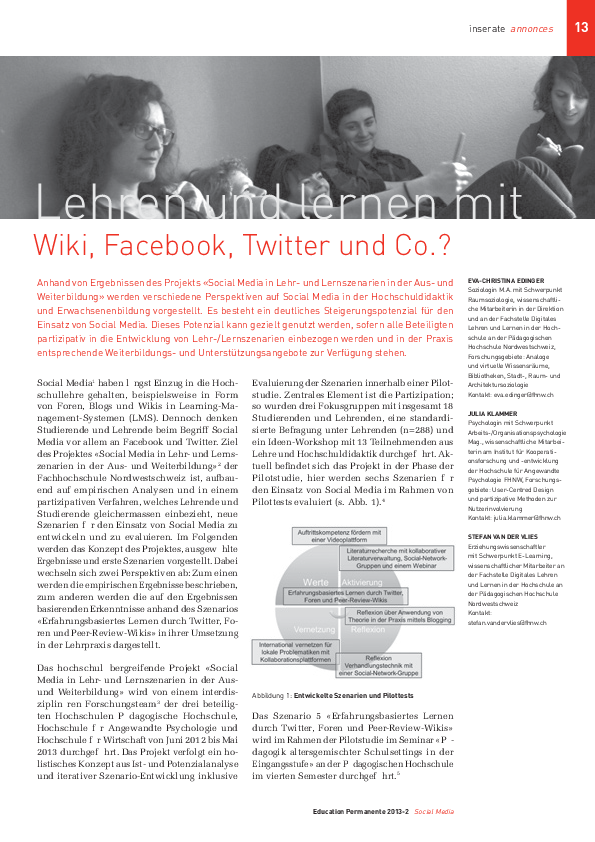 (PDF) Lehren und Lernen mit Wiki, Facebook, Twitter und Co.?