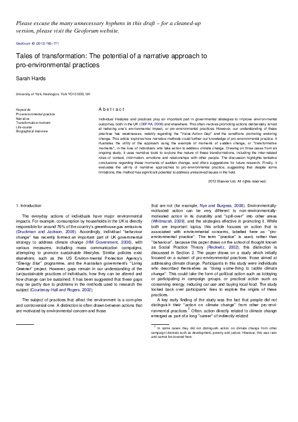 (DOC) Tales of transformation: The potential of a narrative approach to ...