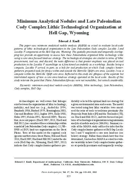 (PDF) Minimum Analytical Nodules and Late Paleoindian Cody Complex ...