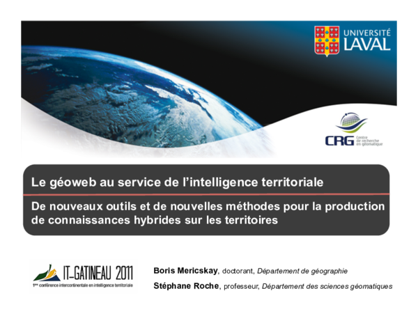(PDF) Le géoweb au service de l’intelligence territoriale : de nouveaux ...